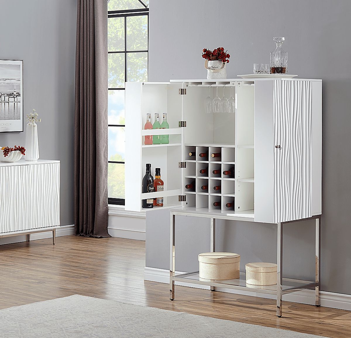 Parkbrook White Colors,White Wine Cabinet | Rooms to Go