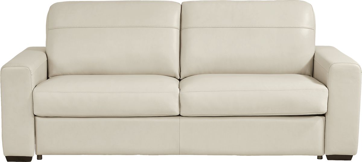 Parker Cream Beige Leather Sleeper Sofa With Track Arms | Rooms to Go