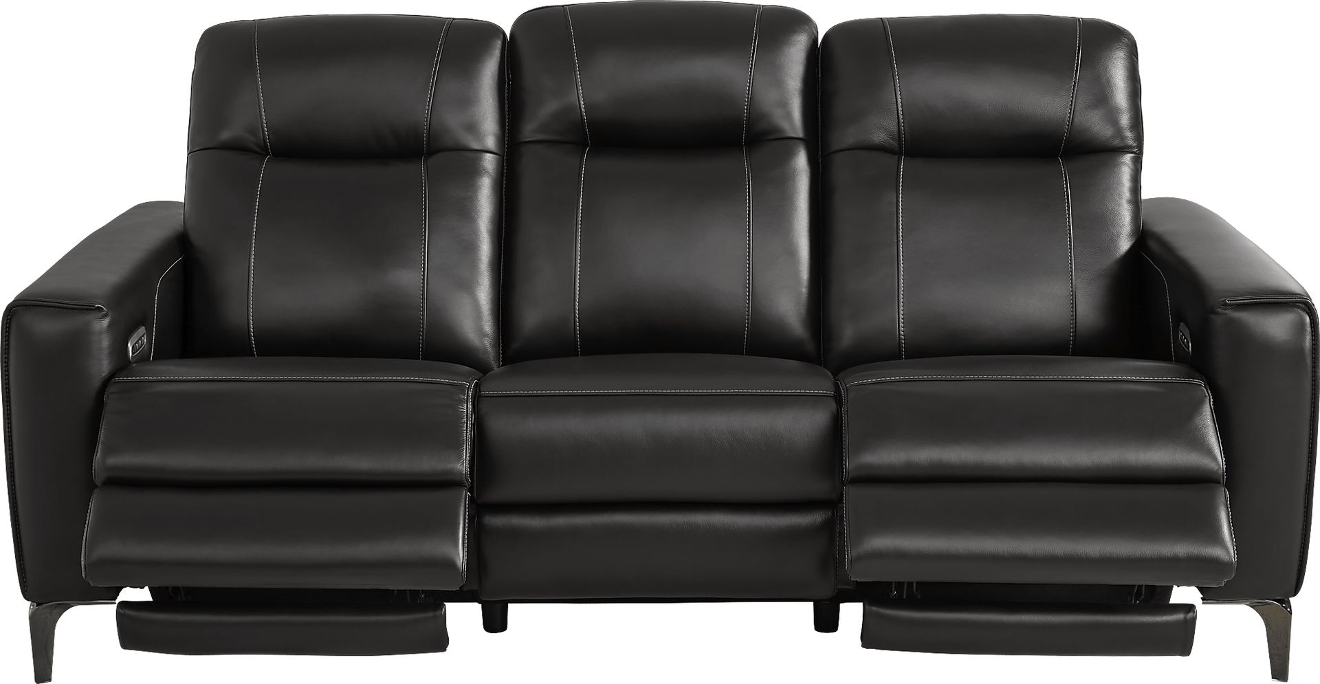 Drew & Jonathan Parkside Heights 2 Pc Black Cherry Leather Dual Power ...