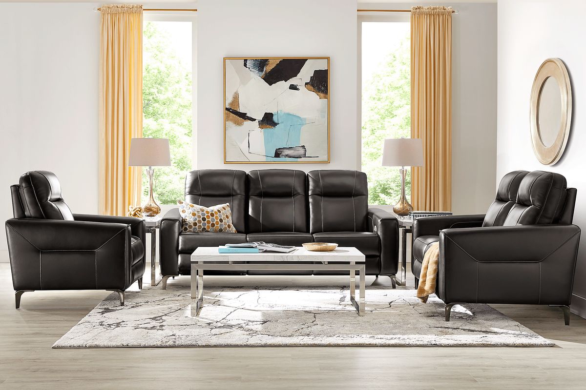 Drew & Jonathan Parkside Heights 6 Pc Black Cherry Leather Dual Power ...