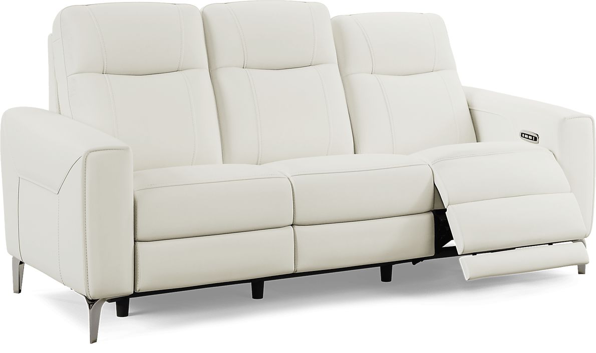 Parkside Heights White Leather 5 Pc Living Room with Dual Power ...