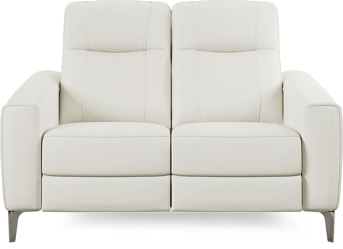 Drew & Jonathan Parkside Heights White Leather Stationary Loveseat ...