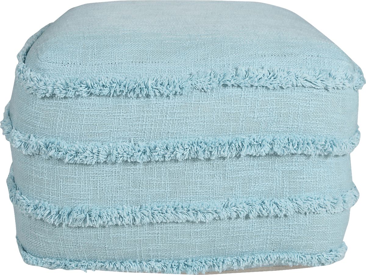 Patigi Blue Cotton Fabric Poufs | Rooms to Go