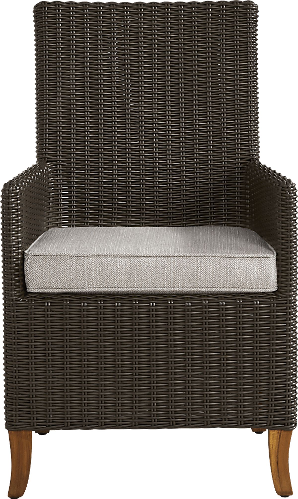 Patmos Brown Dark Wood Twine Wicker Outdoor Arm Chair | Rooms to Go