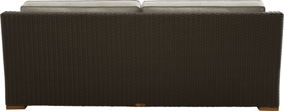 Patmos Brown Dark Wood Mushroom Wicker Outdoor Sofa | Rooms to Go