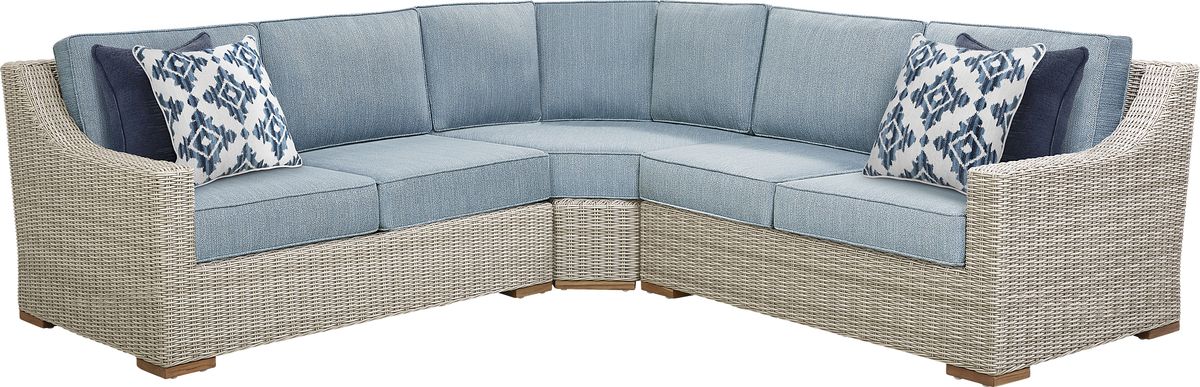 Patmos Gray Steel Wicker 3 Pc Outdoor Sectional | Rooms to Go
