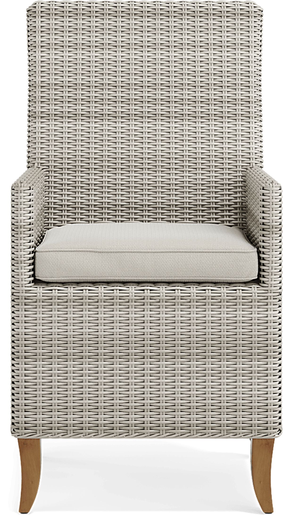 Patmos Gray Linen Beige Wicker Outdoor Arm Chair | Rooms to Go