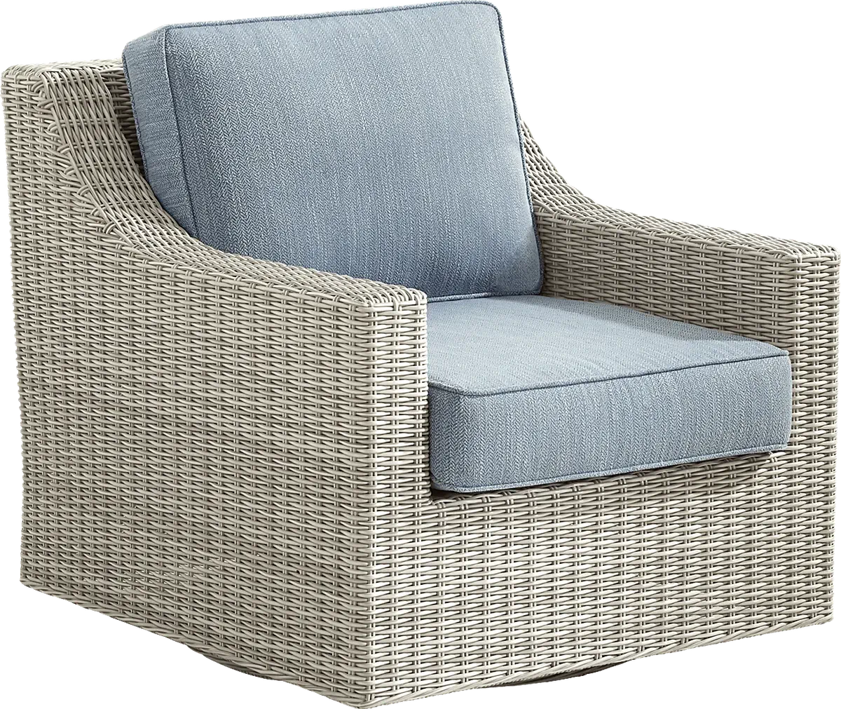 Patmos Gray Steel Wicker Outdoor Swivel Chair | Rooms to Go
