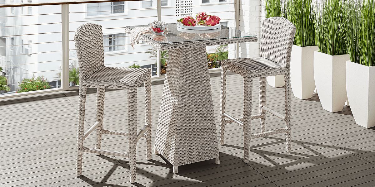 Patmos 3 Pc Gray Wicker Outdoor Dining Set With 36 In. Square Bar Table ... Patmos 3 Pc Gray Wicker Outdoor Dining Set With 36 In. Square Bar Table ...