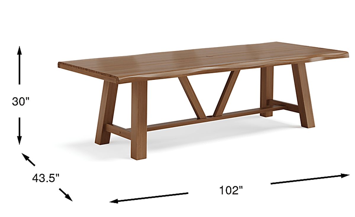 Patmos Tan Light Wood Outdoor 102 in. Rectangle Dining Table | Rooms to Go