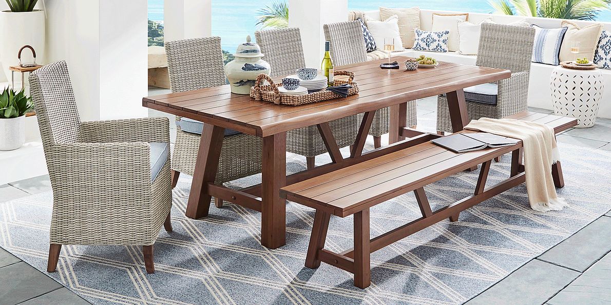 Patmos Tan 102 in. Rectangle Outdoor Dining Table - Rooms To Go