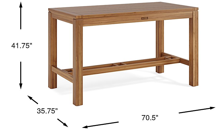 Patmos Teak 71 in Rectangle Bar Height Dining Table - Rooms To Go