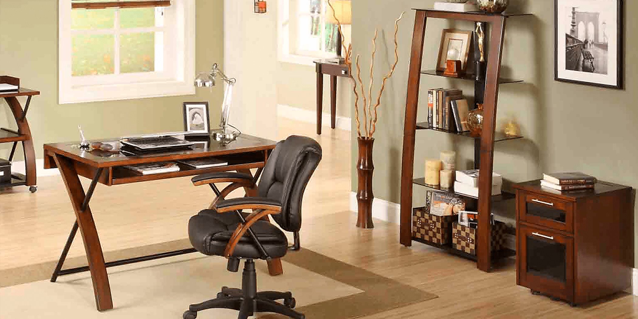 Patrick Dark Cherry Wood 3 Pc Home Office Desk Set | Rooms to Go