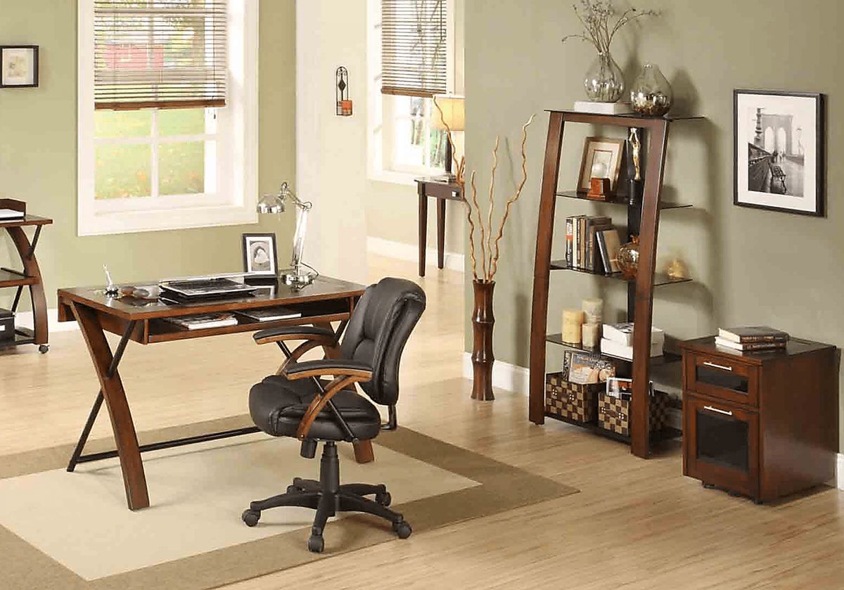 Patrick Dark Cherry Wood 4 Pc Home Office Desk Set | Rooms to Go
