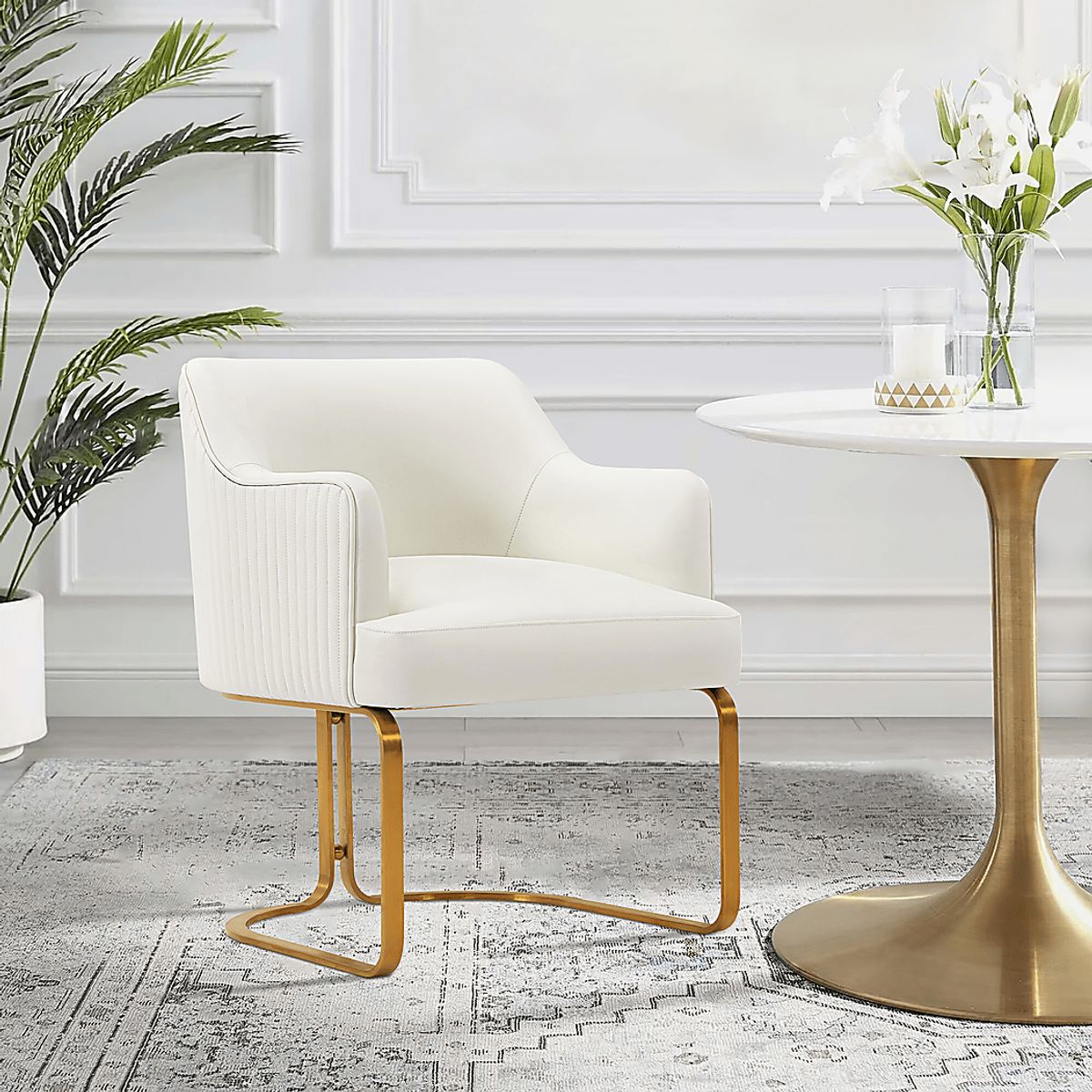 Pegan Cream Beige Leatherette Arm Chair | Rooms to Go