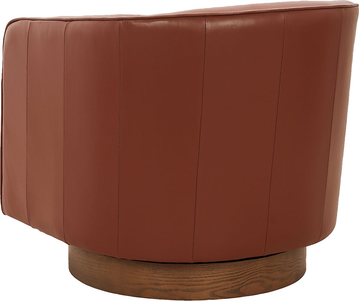 Penasco Camel Brown Leather Swivel Accent Chair | Rooms to Go