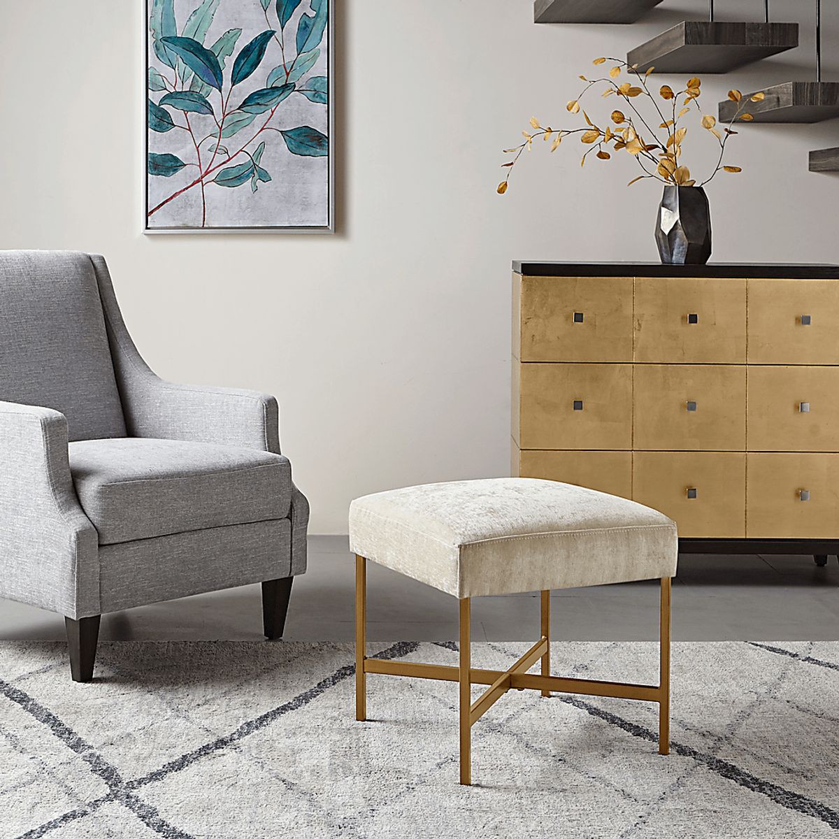 Pennhill Cream Beige Polyester Fabric Ottoman | Rooms to Go