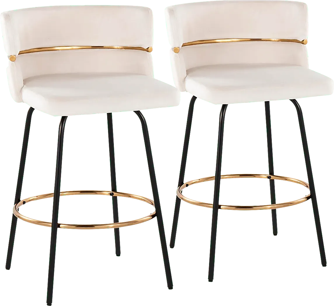 Percivale V Gold Colors,Metal Cream Beige Velvet Plush Swivel Barstool ...