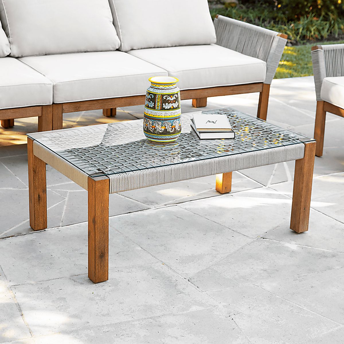 Pershington Natural Light Wood Outdoor Cocktail Table | Rooms to Go
