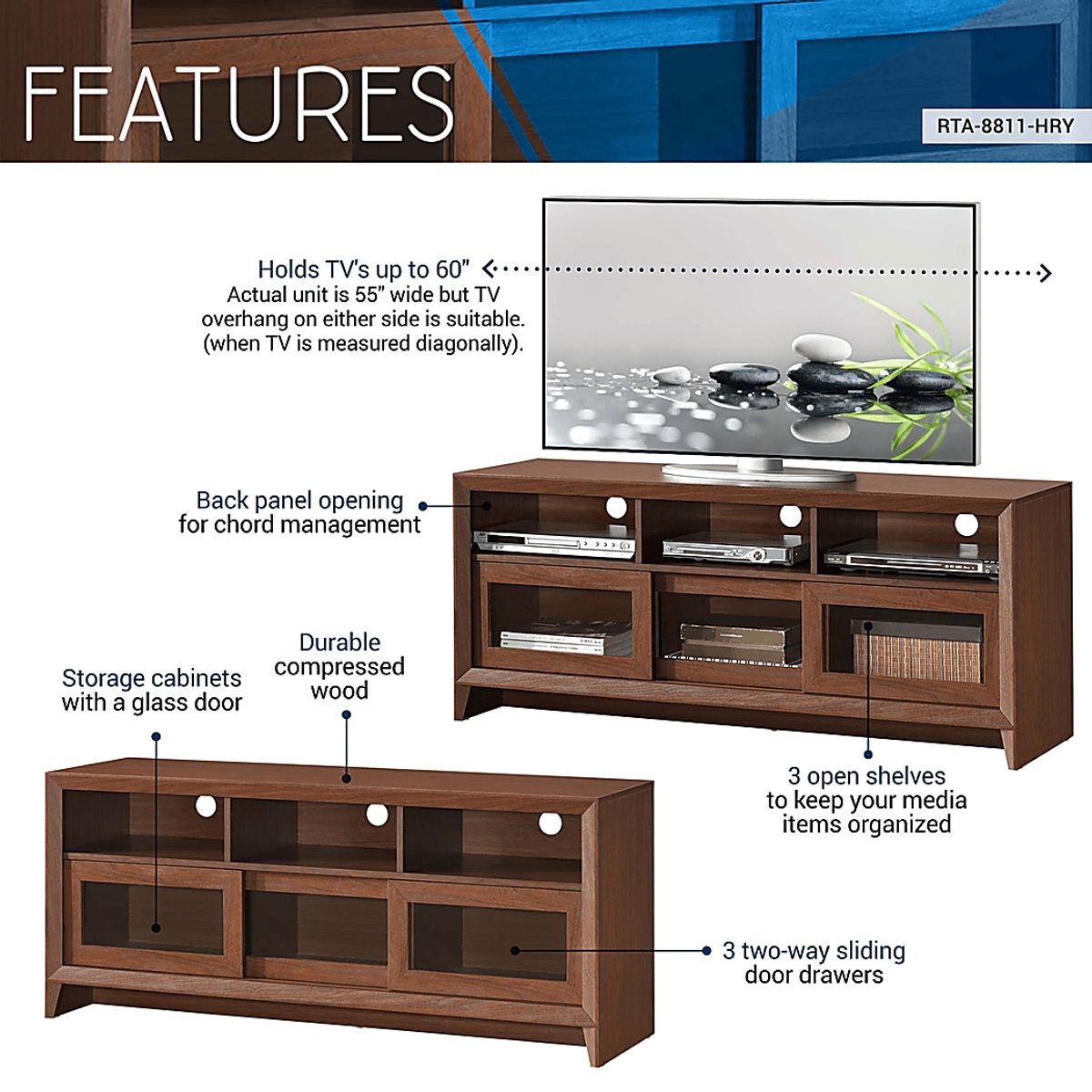 Petarich Hickory 56" Console | Rooms to Go