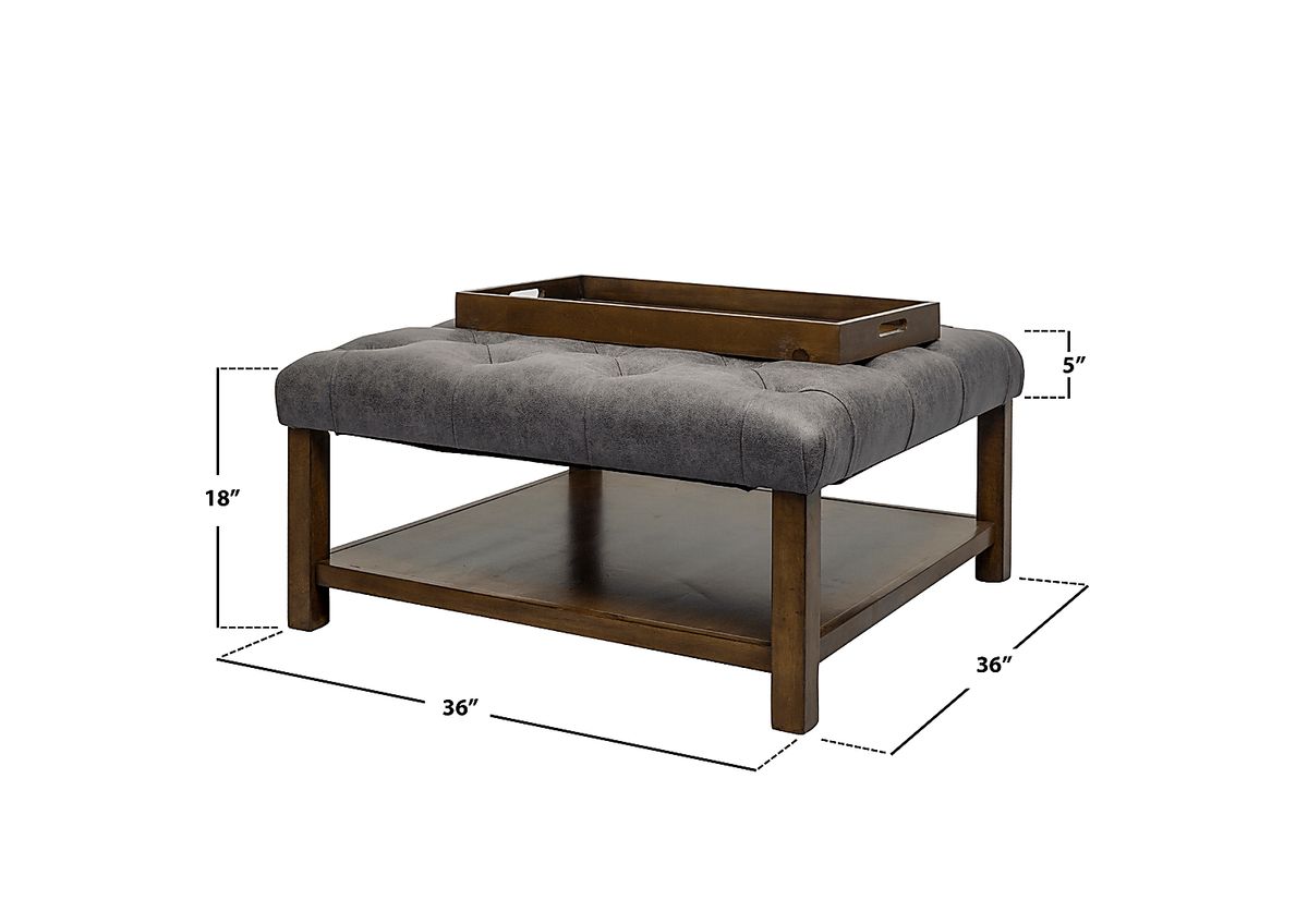 Pharlow Dark Gray Polyester Fabric Cocktail Ottoman | Rooms to Go