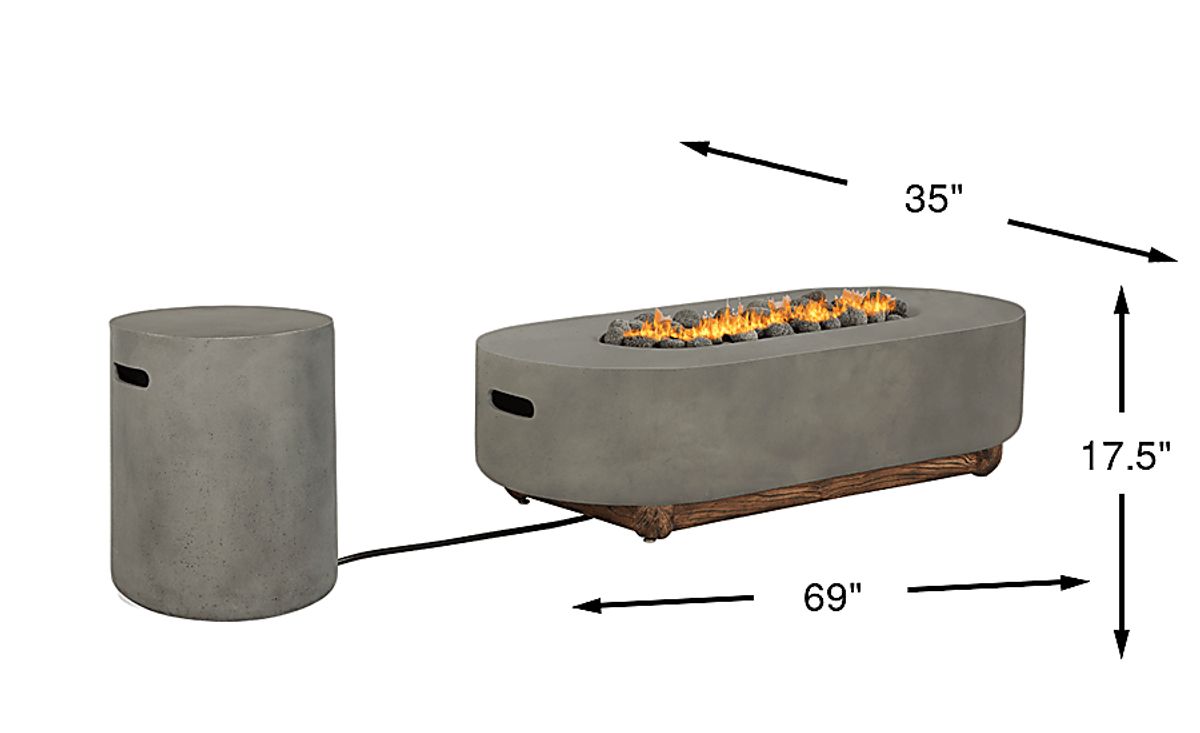Phoenix Gray Concrete Outdoor Oval Fire Pit | Rooms to Go