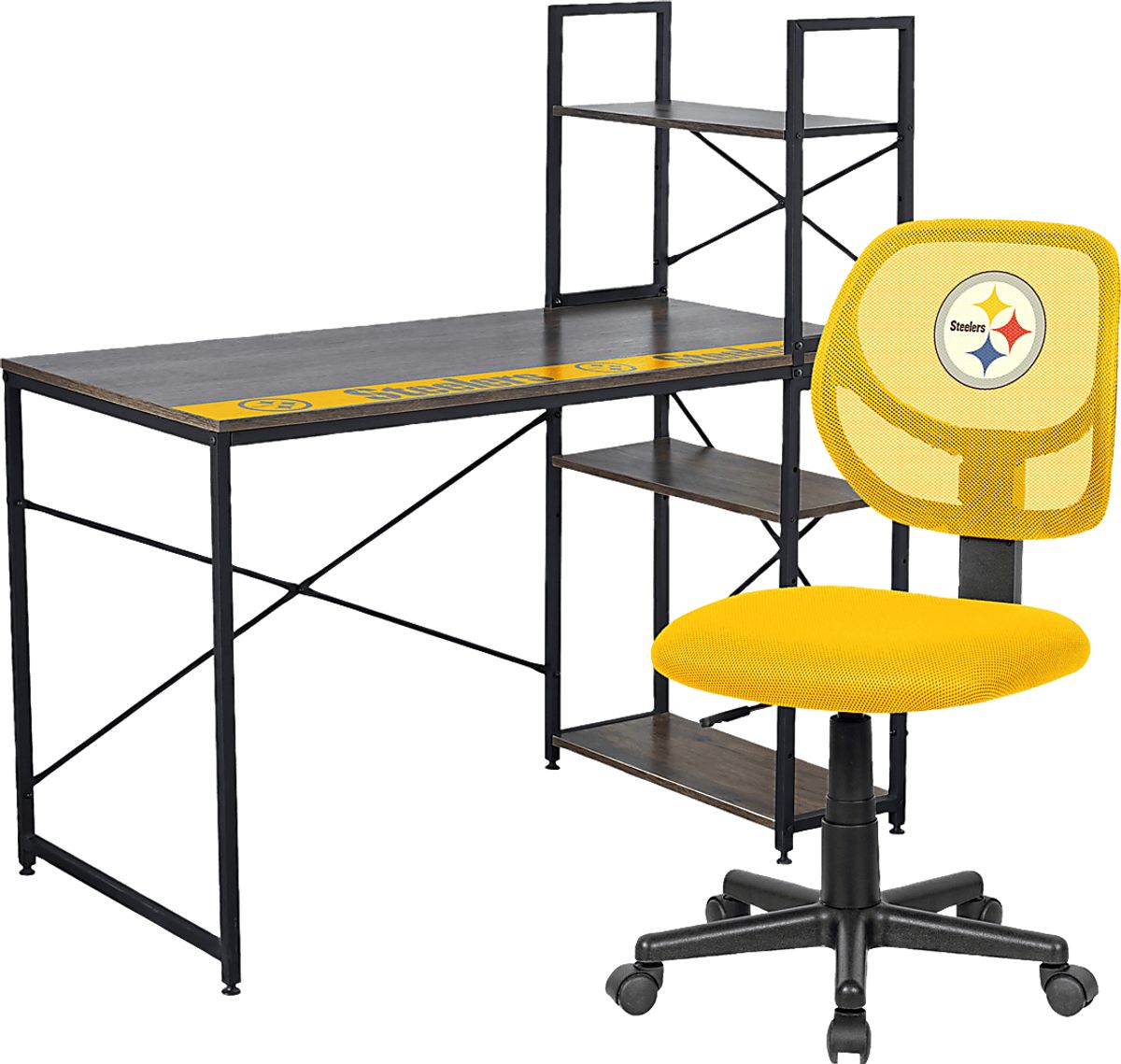 Nfl Desk And Chair Black,Gold,White Black,Colors,Metal,White | Rooms to Go