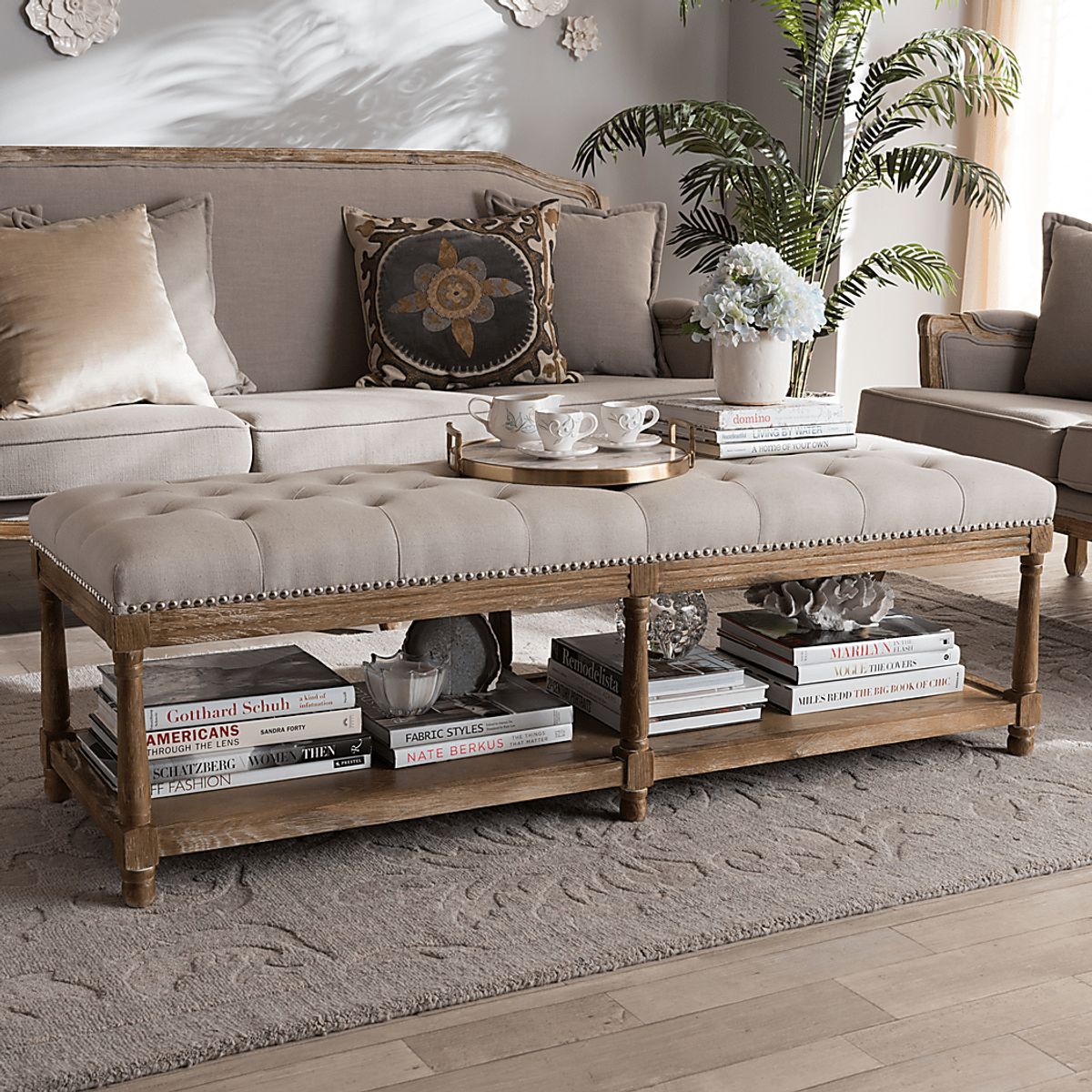 Pixystemsy Beige Cotton Fabric Bench | Rooms to Go