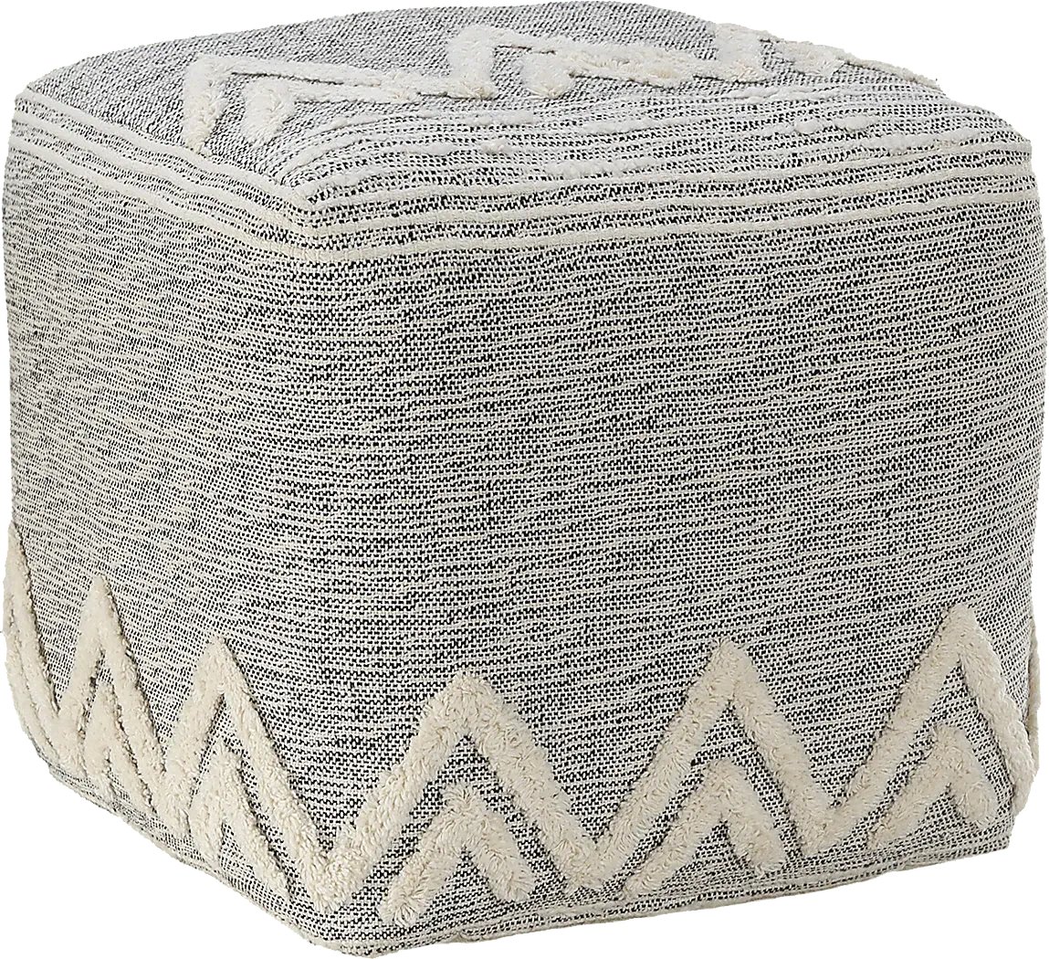 Piziti Gray,Ivory Beige,Gray Polyester Fabric Poufs | Rooms to Go