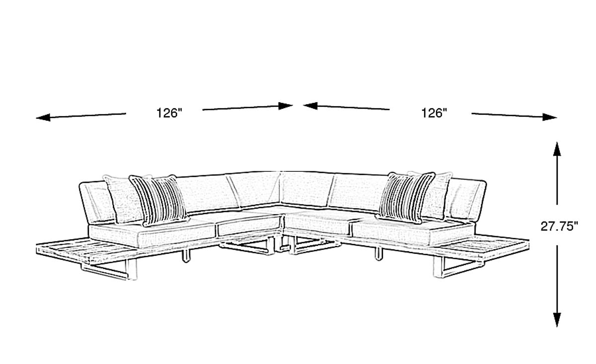 Platform Tan Light Wood Pewter Gray Teak Outdoor 3 Pc Sectional | Rooms ...