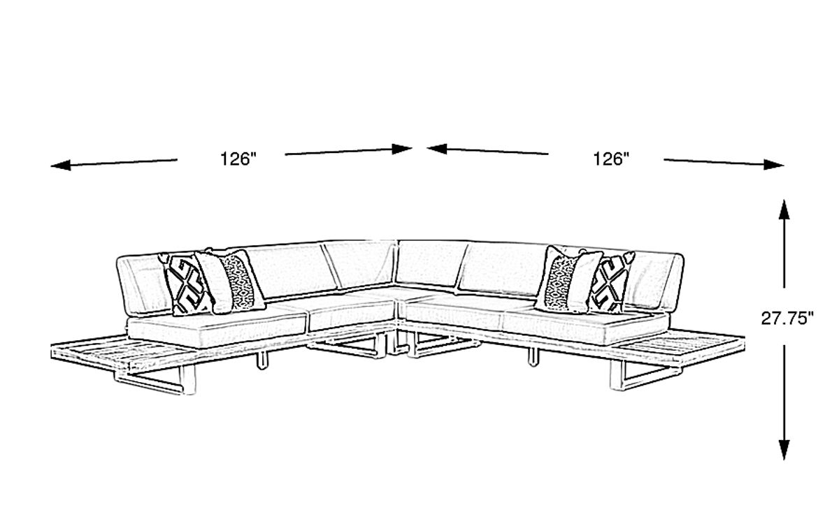 Platform Tan Light Wood Vapor Teak Outdoor 3 Pc Sectional | Rooms to Go