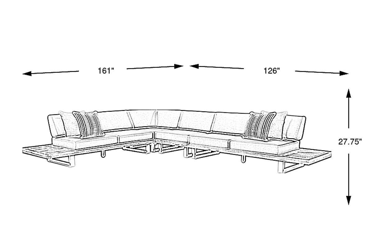 Platform Tan Light Wood Pewter Gray Teak Outdoor 4 Pc Sectional | Rooms ...