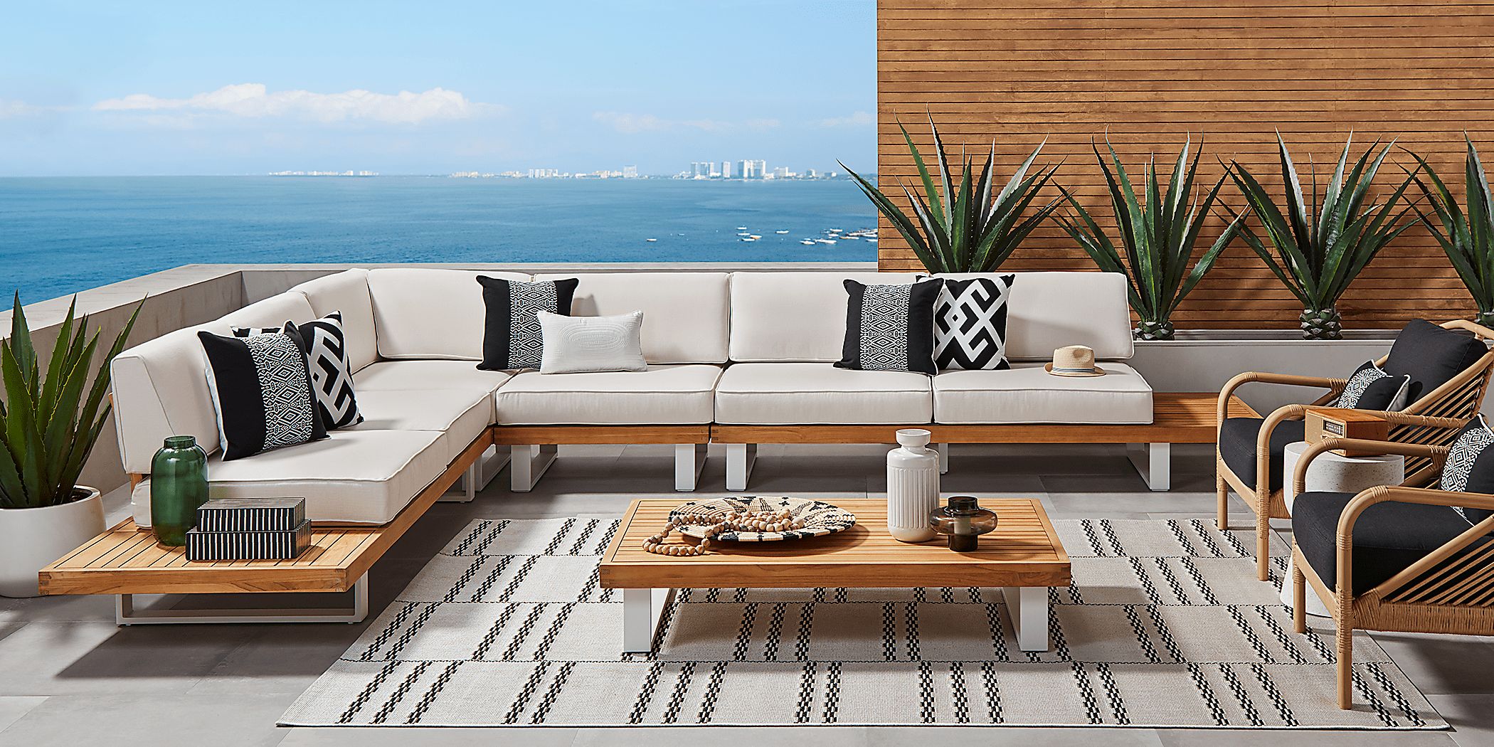 Teak wood outdoor sectional store