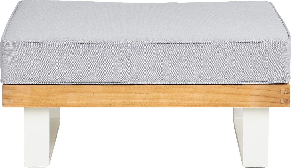Platform Tan Light Wood Pewter Gray Teak Outdoor Ottoman | Rooms to Go