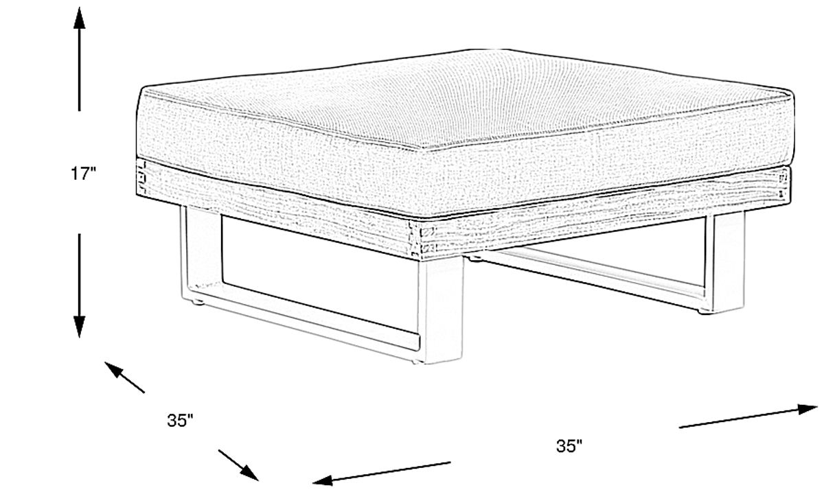 Platform Tan Light Wood Pewter Gray Teak Outdoor Ottoman | Rooms to Go