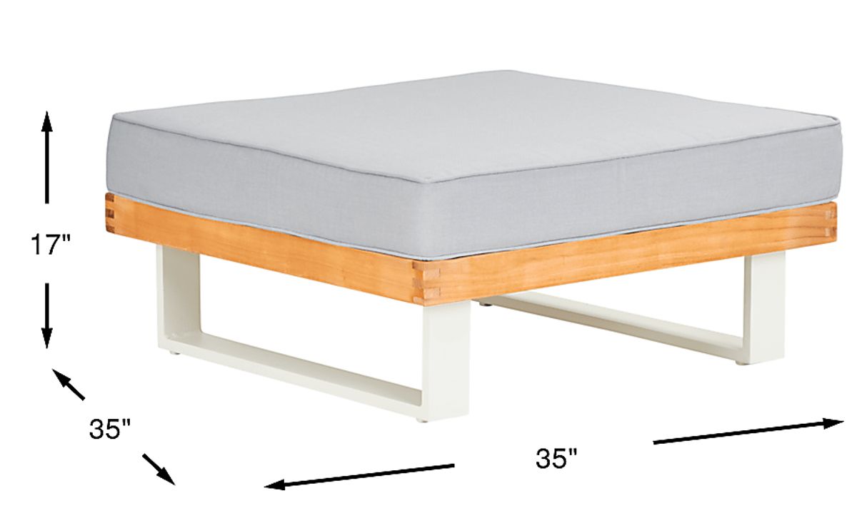Platform Tan Light Wood Pewter Gray Teak Outdoor Ottoman | Rooms to Go