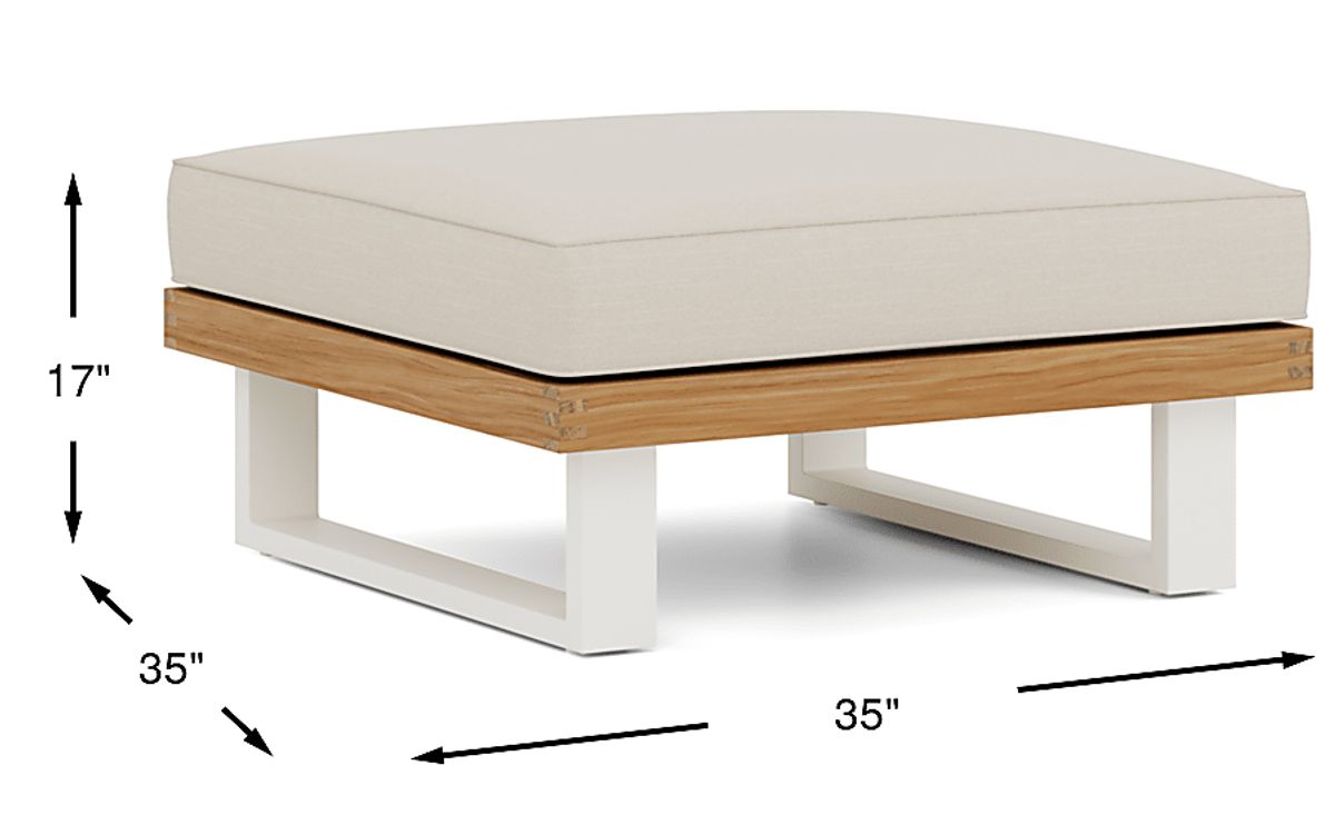 Platform Tan Light Wood Sand Beige Teak Outdoor Ottoman | Rooms to Go