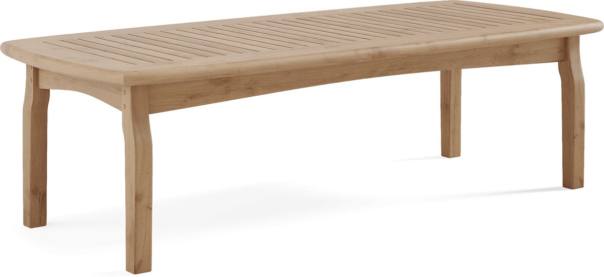 Pleasant Bay Tan Light Wood Teak Outdoor Cocktail Table | Rooms to Go