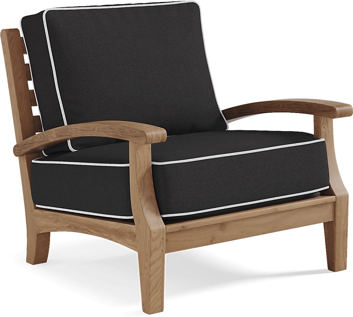 Pleasant Bay Teak Outdoor Chair with Charcoal Cushions - Rooms To Go