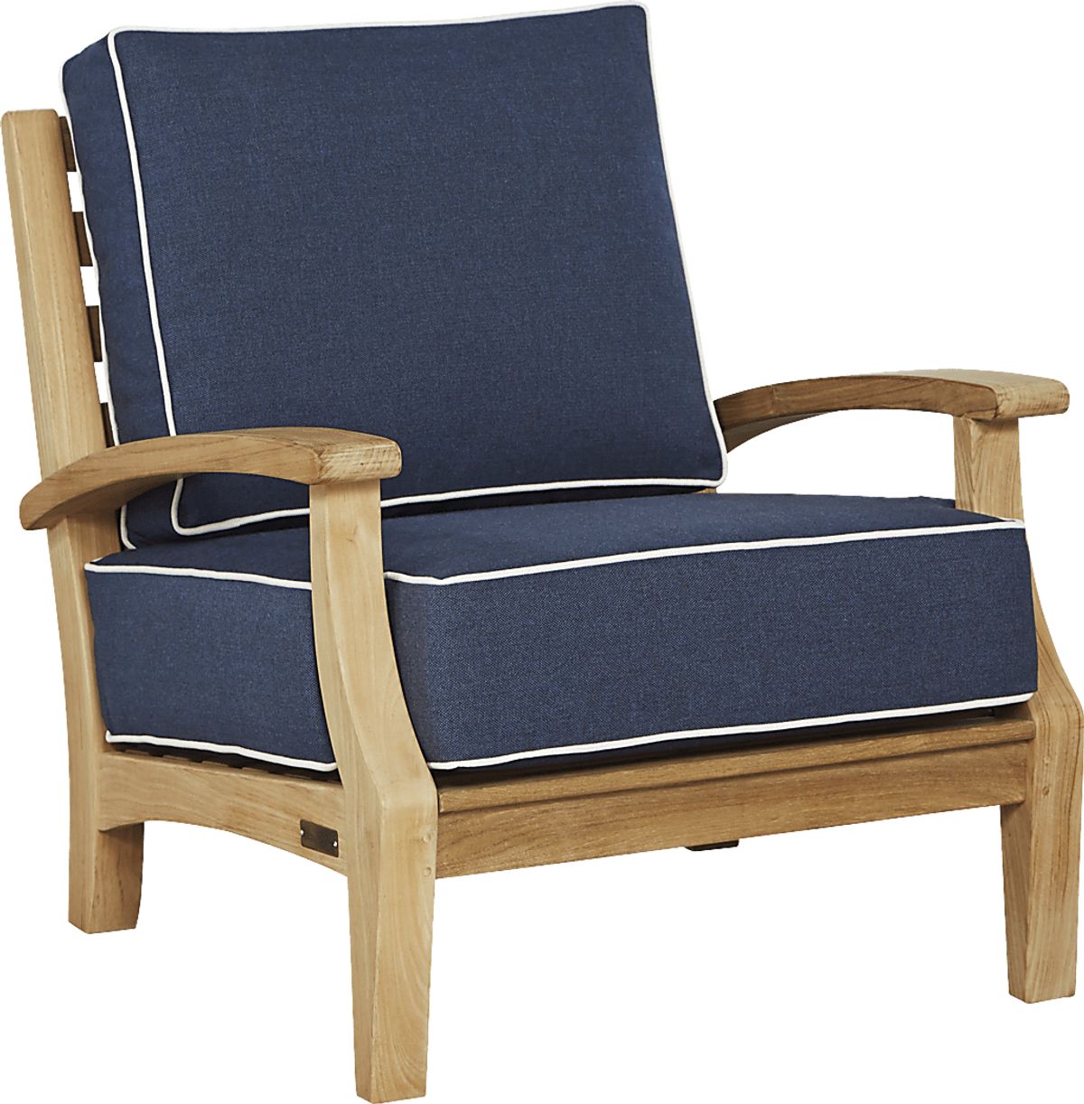 Pleasant Bay 4 Pc Tan Light Wood Indigo Blue Teak Outdoor Seating Set ...