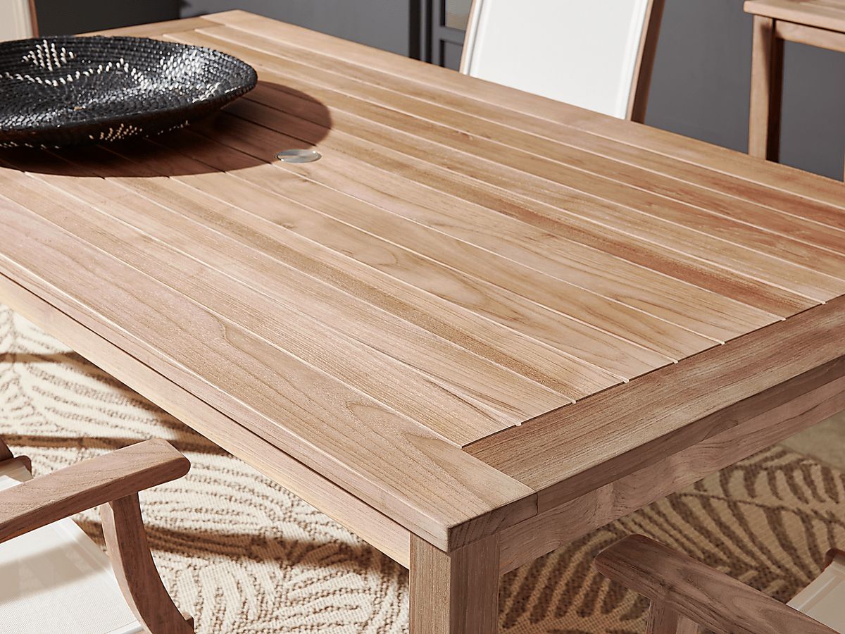 Fifth & Shore Pleasant Bay 5 Pc Tan Light Wood Teak Outdoor Dining Set ...