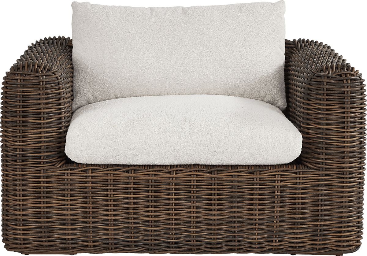 Cindy Crawford Plume Brown Dark Wood Ivory Beige Wicker Outdoor Chair ...