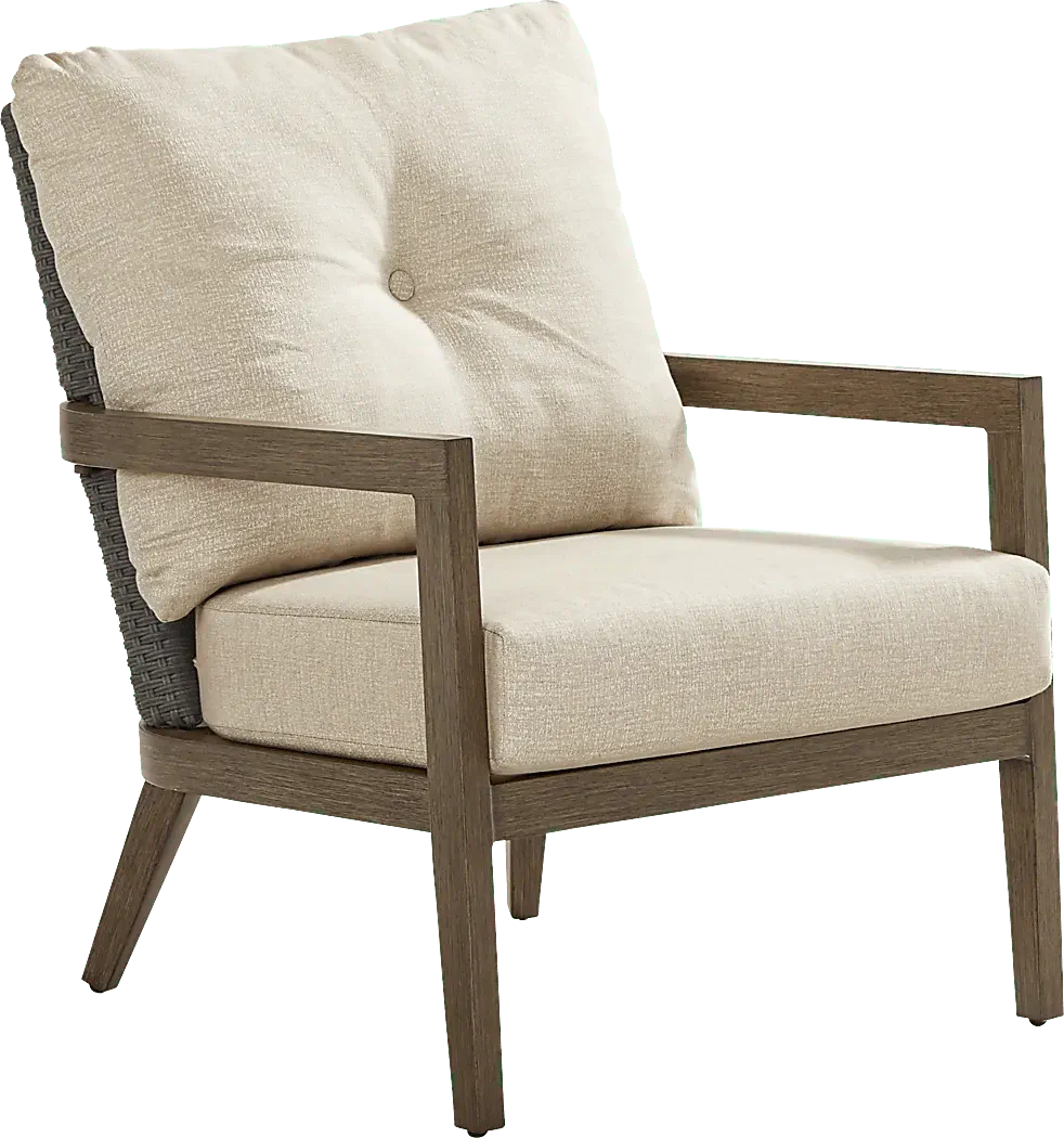 Point Reyes Brown Dark Wood Beige Aluminum Outdoor Club Chair | Rooms to Go