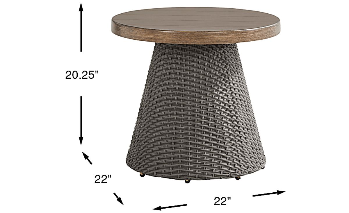 Point Reyes Brown Dark Wood Aluminum Outdoor End Table | Rooms to Go