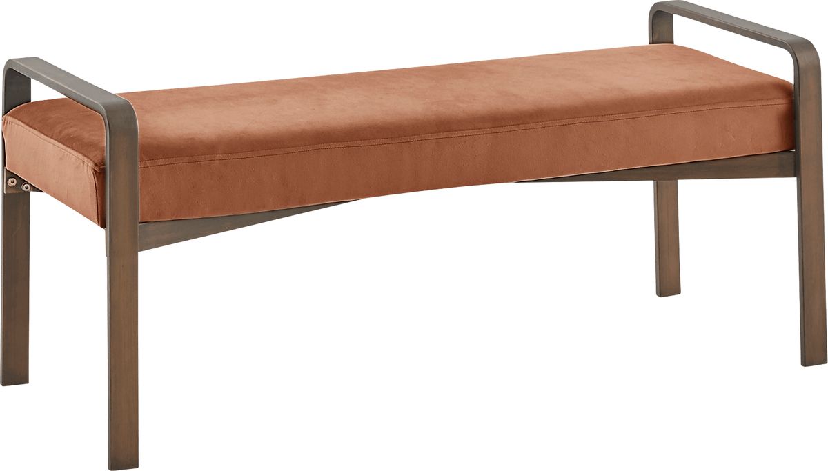 Polhemus Rust Red Polyester Fabric Bench | Rooms to Go
