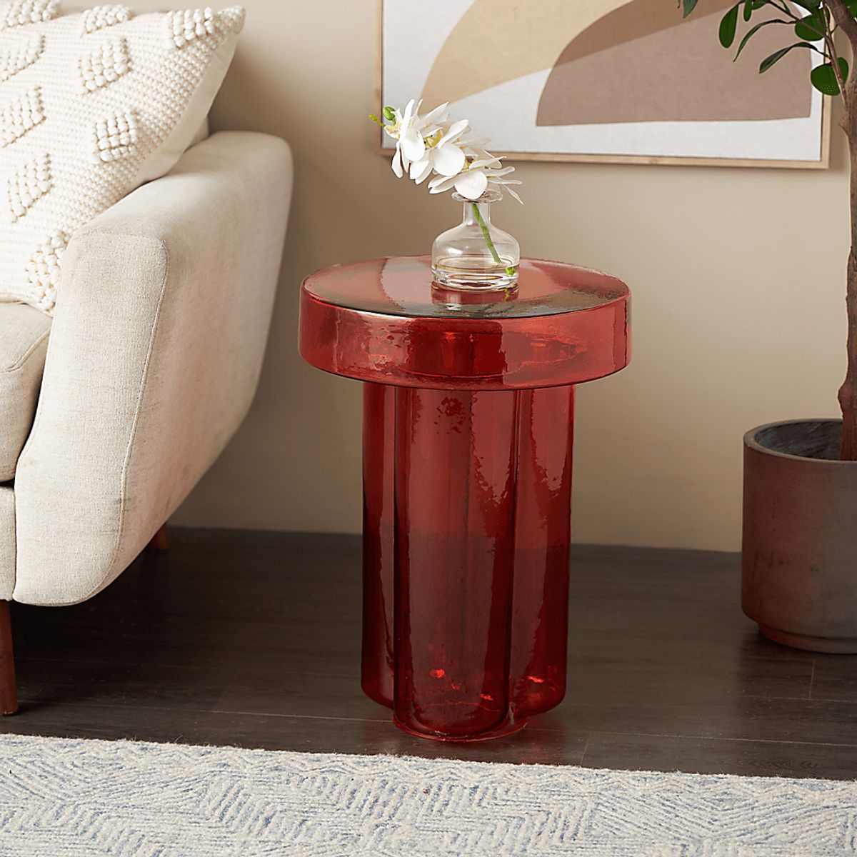 Popera II Red Glass Accent Table | Rooms to Go