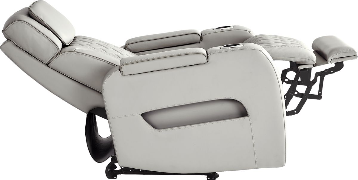 Port Royal Gray Leather Triple Power Recliner | Rooms to Go