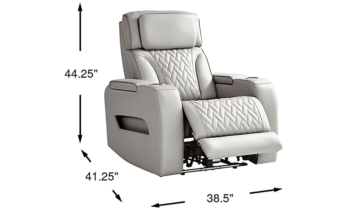Port Royal Gray Leather Triple Power Recliner | Rooms to Go
