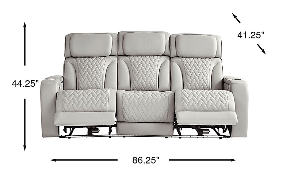 Port Royal Gray Leather Triple Power Reclining Sofa | Rooms to Go