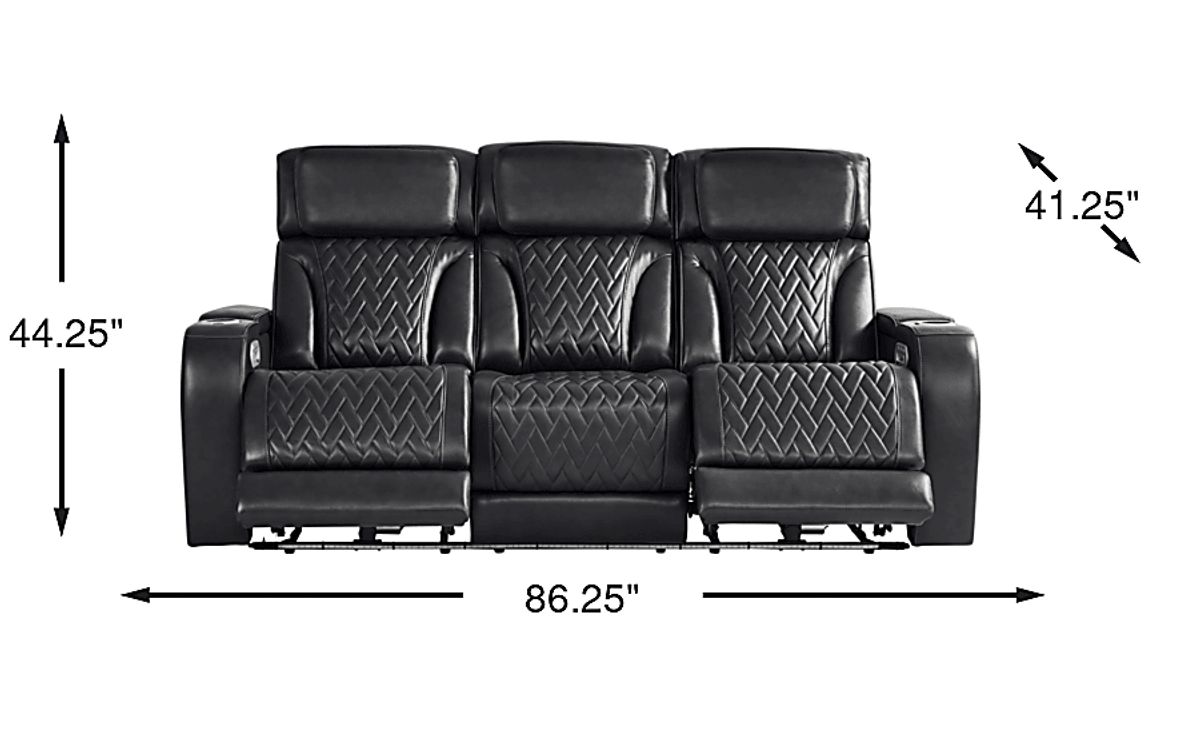 Port Royal Midnight Blue Leather Triple Power Reclining Sofa | Rooms to Go